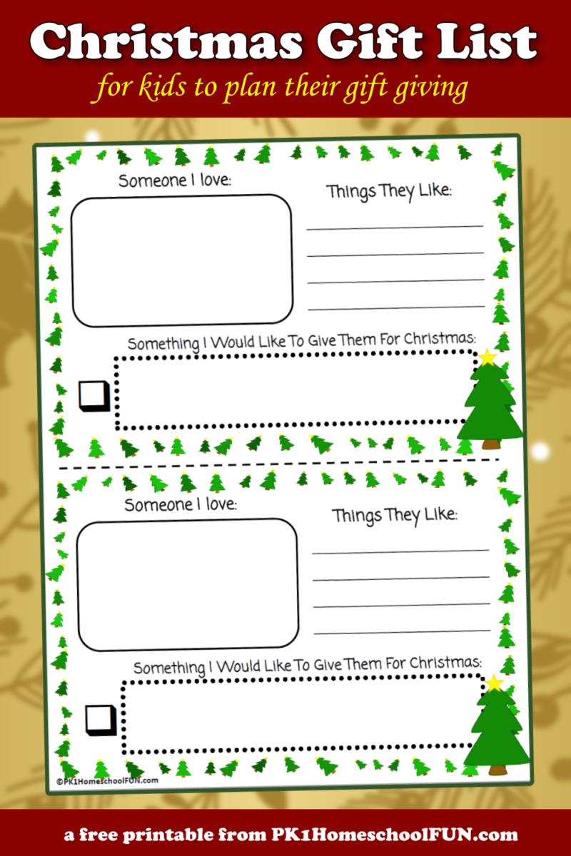 Free Christmas List Brainstorming Worksheet For Kids - PK1Kids
