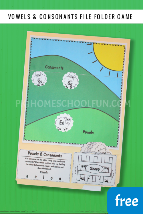Free Vowels & Consonants File Folder Game - PK1Kids