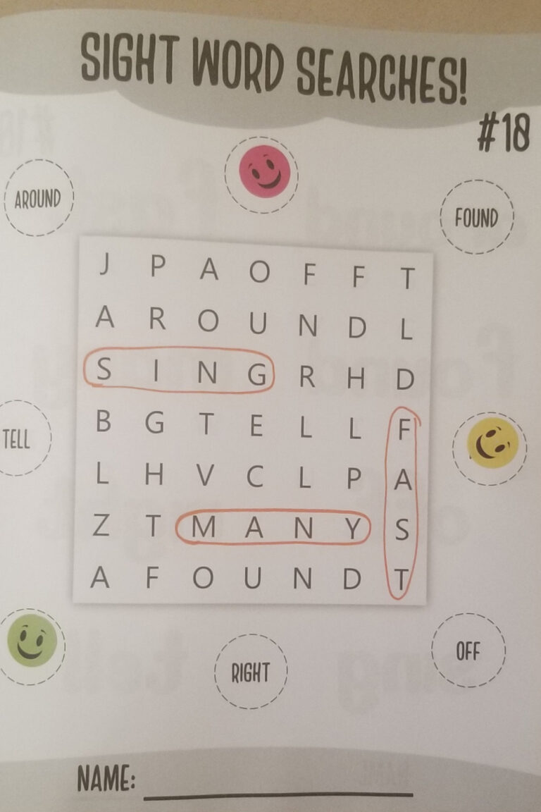 Free Printable Sight Word Word Searches - PK1Kids