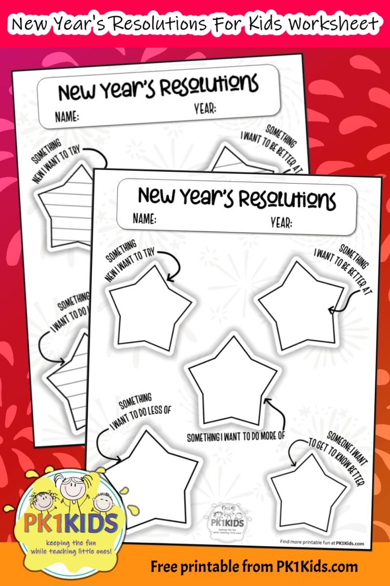 New Year's Resolution Worksheet For Kids - PK1Kids